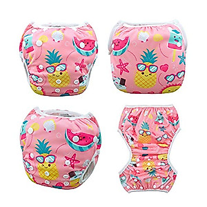 ALVABABY Baby Swim Diapers 2pcs One Size Reusable Washable & Adjustable for Swimming Lesson & Baby Shower Gifts SWD37-39