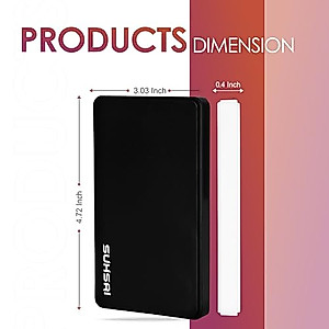 SUHSAI Portable 1TB External Hard Drive, HDD Backup Storage with USB 2.0 Fast Data Transfer, Ultra Slim & Light Hard Disk 2.5” Compatible with PC, Mac, Window, Laptop, and Desktop (White)