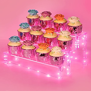YestBuy 3 Tier Shelf Cupcake Stand (Pink) + 5 Tier Premium Cupcake Holder (Pink)