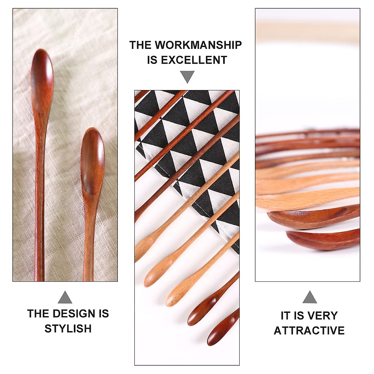 6 Pcs Thin Handle Mixing Spoon Honey Mixing Spoon Handle Wooden Spatula Wooden Honey Spoons Drink Spoons Dessert Wooden Spoon Yogurt Honey Wooden Honey Stirring Scoop Server Coffee