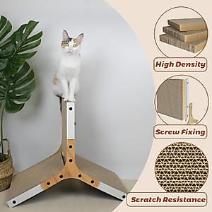 Polamg Cat Scratcher 6-Sided Triangle Cat Scratching Board,Cat Board Pads Prevents Furniture Damage, Cardboard Cat Scratcher with Built-in Toy Balls Cat Scratchers for Indoor Cats