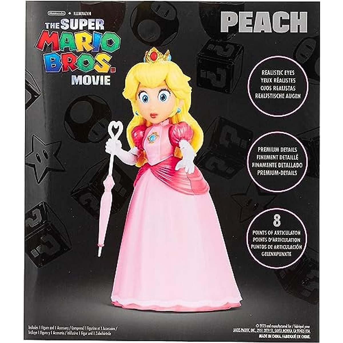 THE SUPER MARIO BROS. MOVIE - 5 Inch Action Figure Series 1 – Princess Peach Figure with Umbrella Accessory