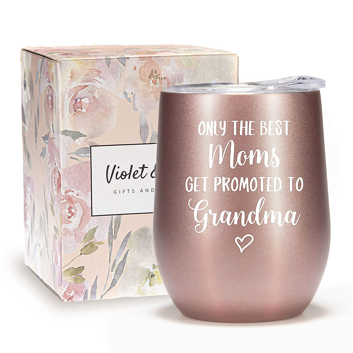 Violet and Gale Grandma to Be Gifts New Grandma 12oz Wine Glass Tumbler First Time Grandmother Announcement Gift Promoted to Grandma Coffee Mug
