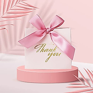 DECHISY 24Pack Small Thank You Gift Bag Party Favor Bags Treat Boxes with Rose Red Bow Ribbon, Pink Pattern Paper Gift Bags Bulk for Wedding Baby Shower Business Party Supplies