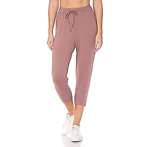 Leggings Depot Womens Relaxed fit Jogger Pants - Track Cuff Sweatpants with Pockets, Capri-Mauve, X-Large