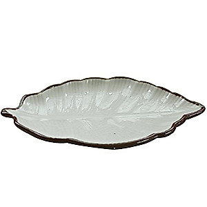 LLDAYU Porcelain Spoon Rest for Kitchen Counter, 7 inches 2 Pieces of white Leaf Shaped Ceramic Spoon holder, Kitchen Utensils, Farmhouse Kitchen Decor and Accessories (Dishwasher Safe）