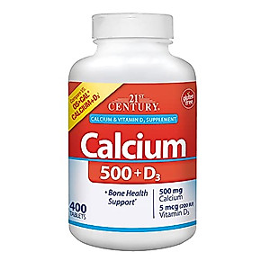21st Century Calcium 500 mg Plus D3 Tablets, 400 Count