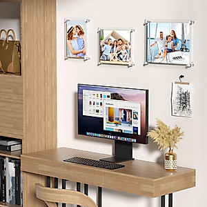 AITEE 11x14 Acrylic Picture Frames 4 Pack, Clear Picture Frames for Wall, Modern Frameless picture Frames Lucite Transparent Square Cubes Floating Hanging Photo Frame Gift for Home Office Display