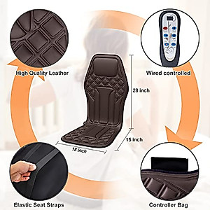 AOVOJRM Vibration Back Massager with Heat,Massage Chair Pad to Release Stress and Fatigu,9 Vibration Massage Nodes & 2 Heat Levels, Chair Seat Massager for Home Office, Gifts for Women/Men,PU Leather