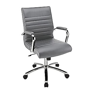 Realspace® Modern Comfort Series Winsley Bonded Leather Mid-Back Chair, Gray