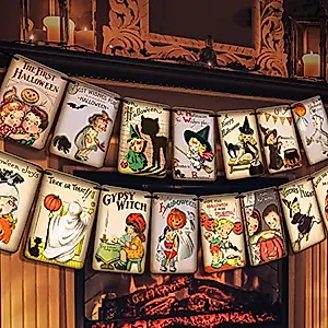 Vintage Halloween Decorations Johanna Parker Halloween Banner Trick or Treat Bunting Garland Banner for Retro Halloween Holiday Party Supplies