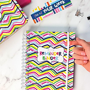 Reminder Binder 2023-2024 18-Month Weekly Monthly Planner, January 2023 - June 2024, 8.75” x 7.25”, Hardcover, Elastic Closure, Twin-Wire Binding, Planner Stickers, Monthly Divider Tabs, Pockets, To-Do Lists, Budget Planner, Keepsake Box