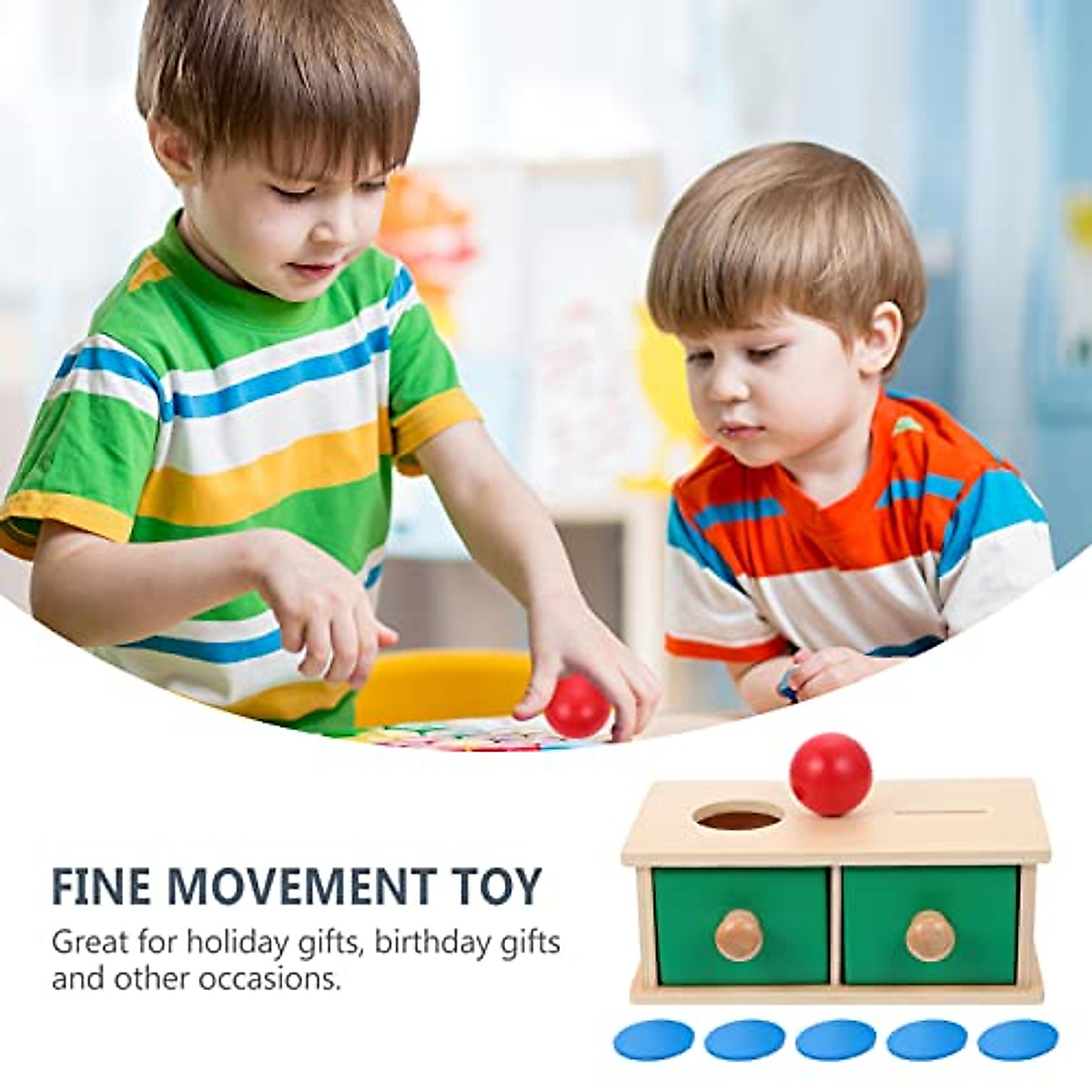 PATKAW Montessori Toys Montessori Toys 2 Year Old Toys Object Permanence Box Montessori Coin Box Toys with Drawer for Toddlers Preschoolers Toy 1 Set Montessori Toys 2 Year Old Toys 2 Year Old Toys