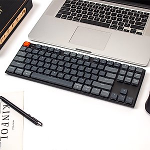 Keychron K1 RGB Hot-swappable Tenkeyless Layout Ultra-Slim Wireless Bluetooth/Wired USB Mechanical Keyboard for Mac Windows with Low-Profile Keychron Optical Red Switch Full Aluminum - Version 5