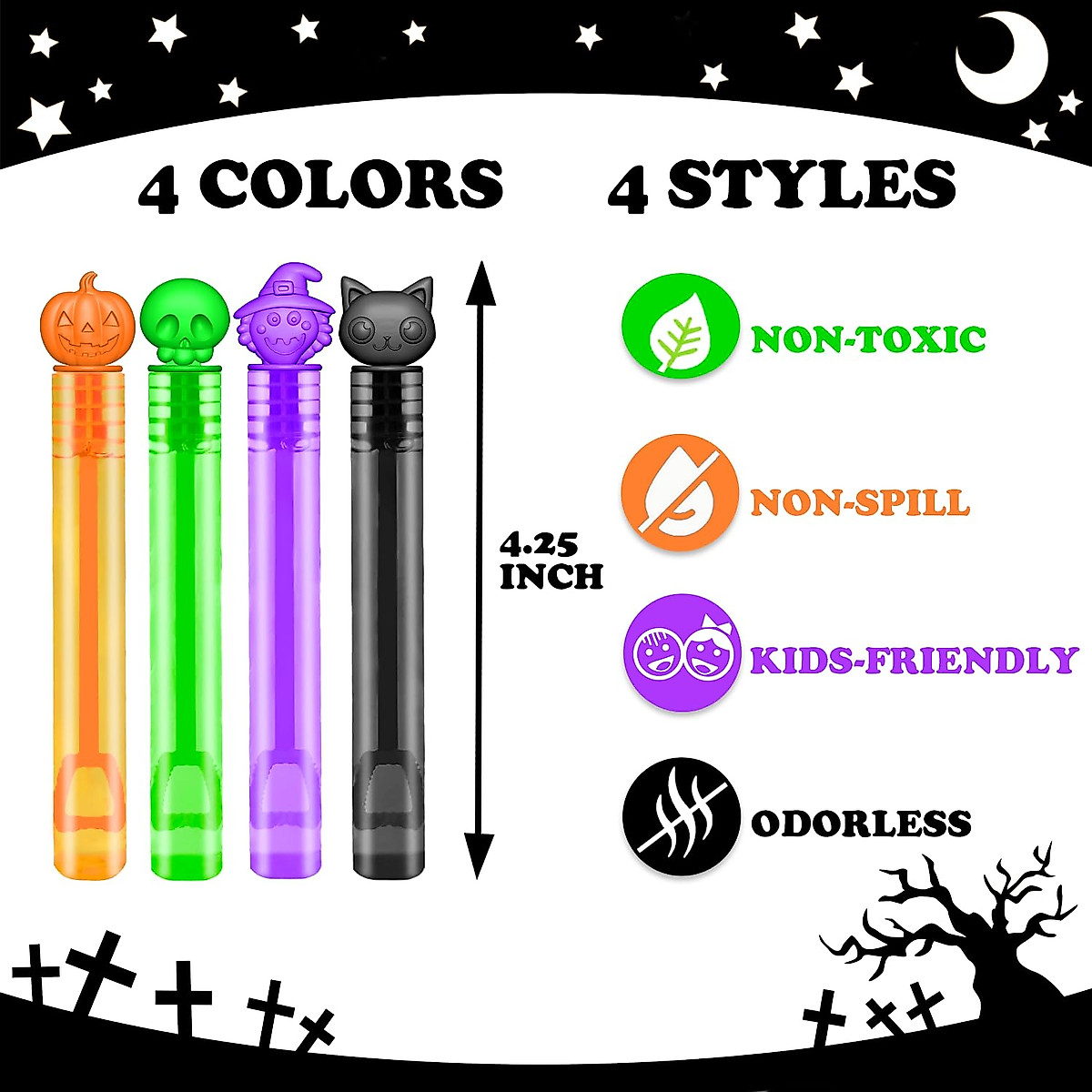 Leetous Halloween Basket Goodie Bag Stuffer Fillers for Kids 32 PCS, Mini Bubble Wands Party Favors Supplies for Toddlers, Small Halloween Non Candy Treats Toys Gifts Classroom Prizes for Boys Girls