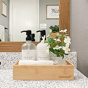 PRATIQUE Bamboo Drawer Organizer - Kitchen Utensil Organizer Silverware Tray Cutlery Holder，Office Desk Supplies and Accessories (12x5.9x2.6 inch)