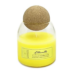 Citronella Candle for Outdoor or Indoor, Glass Jar Candle with Ball Cork Lid, 12oz Lemongrass Candles with Natural Essential Oils & Soy Wax, Smokeless, Non-Toxic
