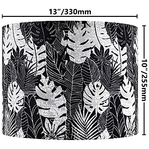 GO&SO Floral Area Medium Drum Lamp Shades 13" Top x 13" Bottom x 10" High (Spider) Transitional Black & White Lampshade Table Lamp & Bedside Lamp - Handcrafted - Perfect for Art Decor
