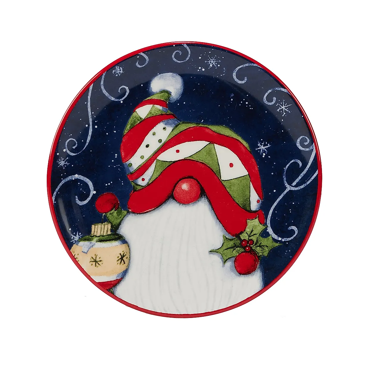Certified International Holiday Magic Gnomes 6" Canape/Luncheon/Snack Plates, Multicolor, Small, Set of 4