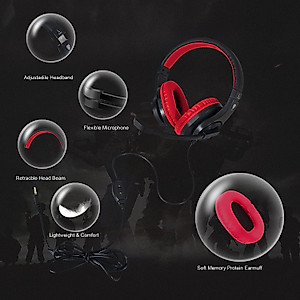 Headset for PS5 Games,PS4,Xbox,PC, Kids Headphones with Mic for School Supplies,Gaming Headphones Wired,Headphones with Microphones,Gaming Headphones for Girls Headset with Mic