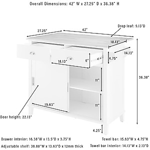 Crosley Furniture Cora Drop Leaf Kitchen Island Microwave Stand, Coffee Bar with Storage Drawers and Shelves, Navy
