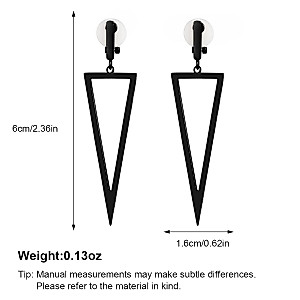 MUYAN Black Triangle Clip On Drop Earrings for Women Modern Black Metal Earrings Non Piercing Earrings Fashion Jewelry