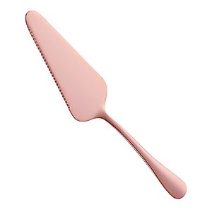 Dough Cutter Cake Pie Pastry Servers, Stainless Steel Cake Serving Onside with Fine Serrated, Simple Serrated Cake Shovel, Baking Tool for Kitchen Home Wedding (Rose Gold) Baking Shovel