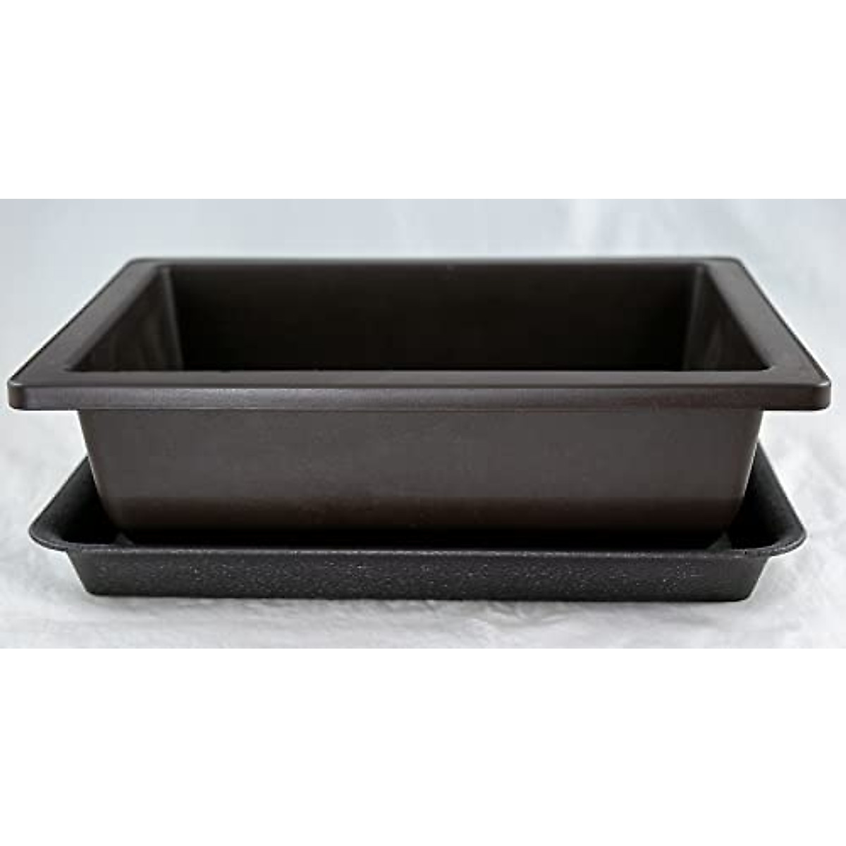 Rectangular Plastic Bonsai Training Pot, Cactus & Succulent Planter + Tray 10"x 7.5"x 3" - Dark Brown