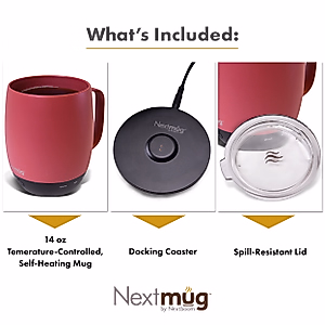 Nextmug - Temperature-Controlled, Self-Heating Coffee Mug (Dusty Rose - 14 oz.)