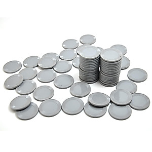 Smartdealspro 64pcs 32mm/1.26 Inch Opaque Plastic Learning Counters Disks Mini Poker Chips Game Tokens with Storage Box (Dark Gray)