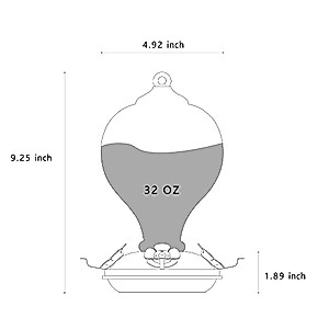 LaElvish Garden Gifts for Mom Mothers Day, Hummingbird Feeders for Outdoors Hanging, 32OZ Glass Hummingbird Feeder with Ant Moat, Patio Yard Porch Decor (Teal Blue)