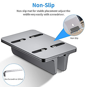 Bewahly Vertical Laptop Stand[Adjustable Size],Aluminum Adjustable Laptop Holder, Saving Space, Suitable for MacBook Pro/Air, iPad, Samsung, Huawei, Surface, Dell, HP, Lenovo and Others (Gray)