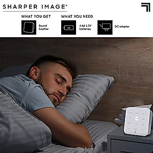 SHARPER IMAGE Ultimate Sleep White Noise Sound Machine for Adults and Baby, Portable Relaxing Music and Nature Sounds Therapy, Aids Sleeping, Stress and Anxiety Relief, with USB Cord