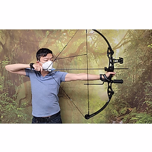 Siege SAS 55 lb 29'' Compound Bow w/ 5-Spot Paper Target, Black w/Package
