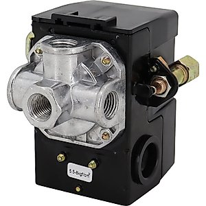 Air Compressor Pressure Switch 95-125 PSI Control Unloader, LF10-4H 95-125 PSI 20A 4 Port Pressure Control Switch Valve NPT 1/4