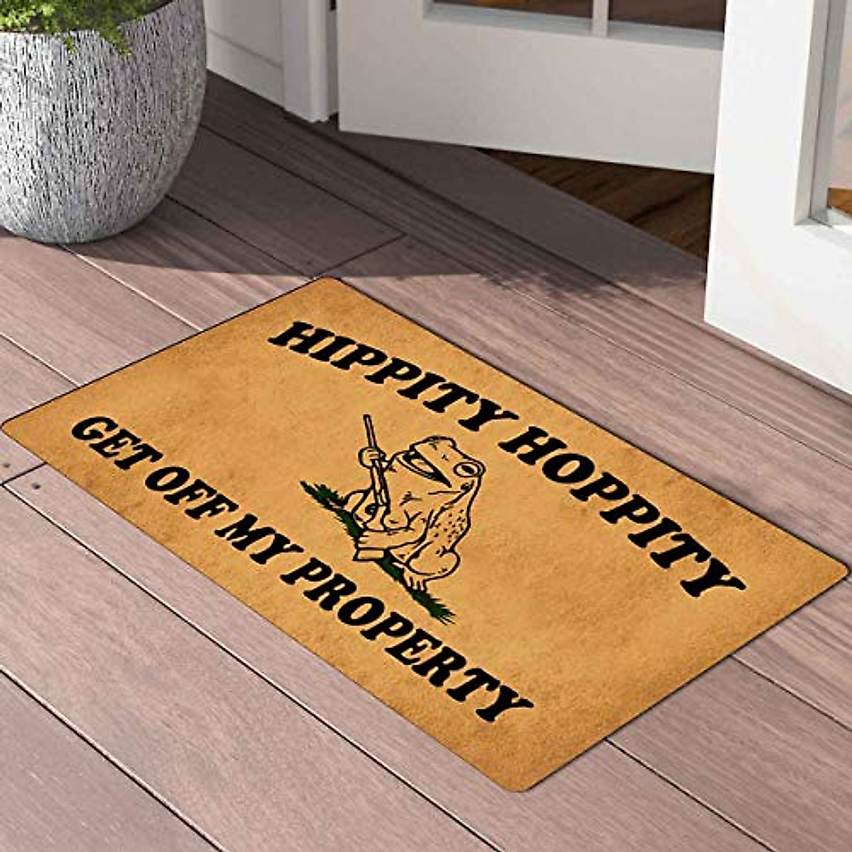 Home Decor Hippity Hoppity Get Off My Property Welcome Mat with Rubber Backing Doormat Entrance Floor Mat Non-Slip Entryway Rug Easy Clean 30 X 18 Inches