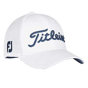Titleist Men's Tour Sports Mesh Golf Hat, White/Navy, Large-X-Large US