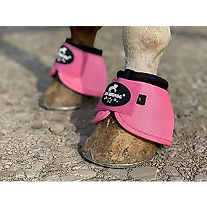 TGW RIDING No-Turn Horse Bell Boots, Equine Ballistic Hoof Overreach Bell Boot, Pair (L, Pink)…