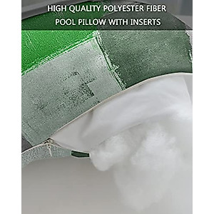 Recliner Head Pillow Ledge Loungers Chair Pillows with Insert Green and Grey Abstract Geometric Lumbar Pillow with Adjustable Strap Outdoor Waterproof Patio Pillows for Beach Pool Chair, 2 PCS