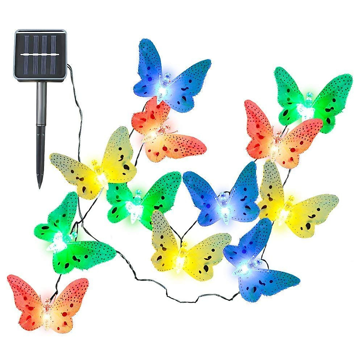 cuzile 20pcs Solar Powered Butterfly Lights Waterproof Solar Garden String Lights for Christmas, Tree, Home, Holiday, Fence, Yard, Wedding,Patio Party Decoration Light