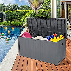YANVCXRF 113gal 430L Outdoor Garden Plastic Storage Deck Box Chest Tools Cushions Toys Lockable Seat Waterproof