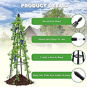 AlisisFores 4 Ft Tower Obelisk Trellis for Potted Climbing Plants, Garden Trellis Rustproof Plastic Coated Metal Plant Support for Vegetables, Vines and Rose Bushes