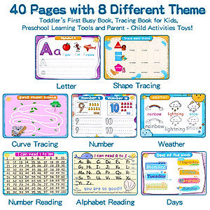 Preschool Learning Activities Educational Workbook, Handwriting Practice Book for Kids, Christmas Birthday Presents for 3 4 5 Year Old Boys Girl Toys for Kids, Montessori Busy Book Tracing Book Toys