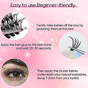 Individual Lashes 240 pcs Lash Clusters D Curl 30D 40D 0.07 11-16mm Mixed Length Clusters Lashes DIY Eyelash Extensions Kit at Home by EYDEVRO(30D 40D-0.07D,11-16MIX), 1.0 Count