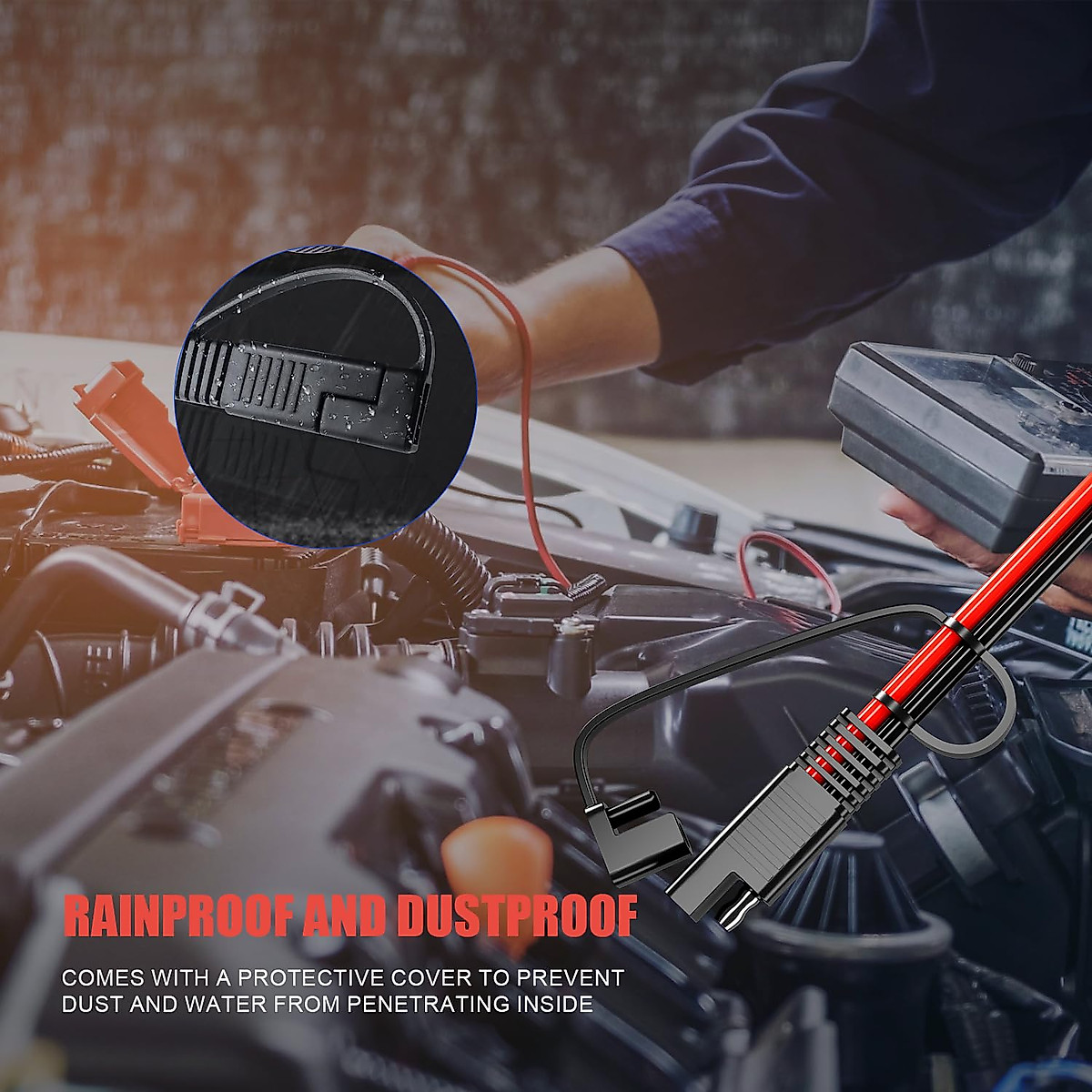 2Pack Solar Cable Extension, BERLAT 14Awg 30Cm Automotive Dc Power Extension for Solar Battery Connection and Transfer, and Automotive Batteries Transfer etc-with Protective Cover