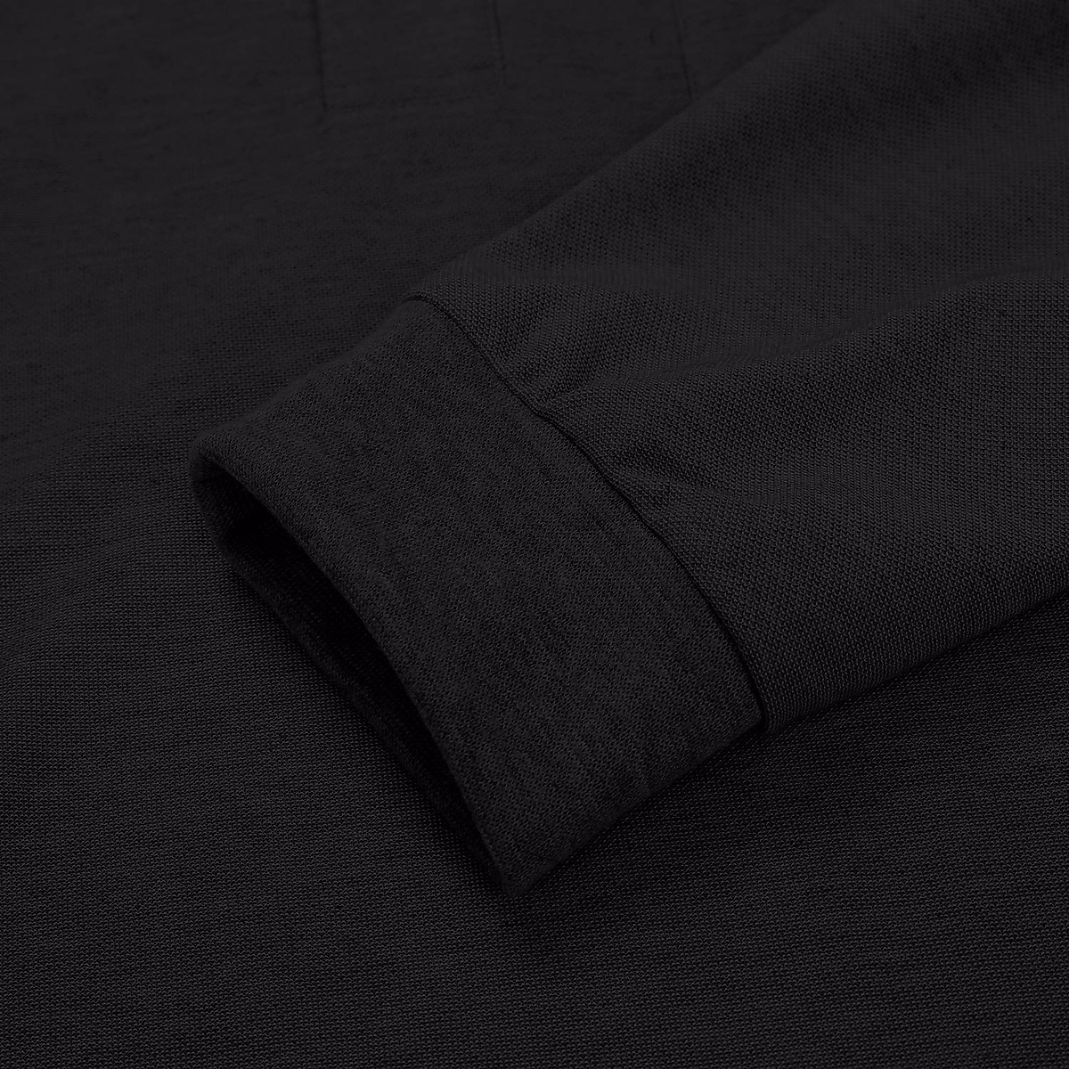 MOHEEN Men's Long Sleeve Moisture Wicking Performance Solid Golf Polo Shirt with Pocket (Black, X-Large)