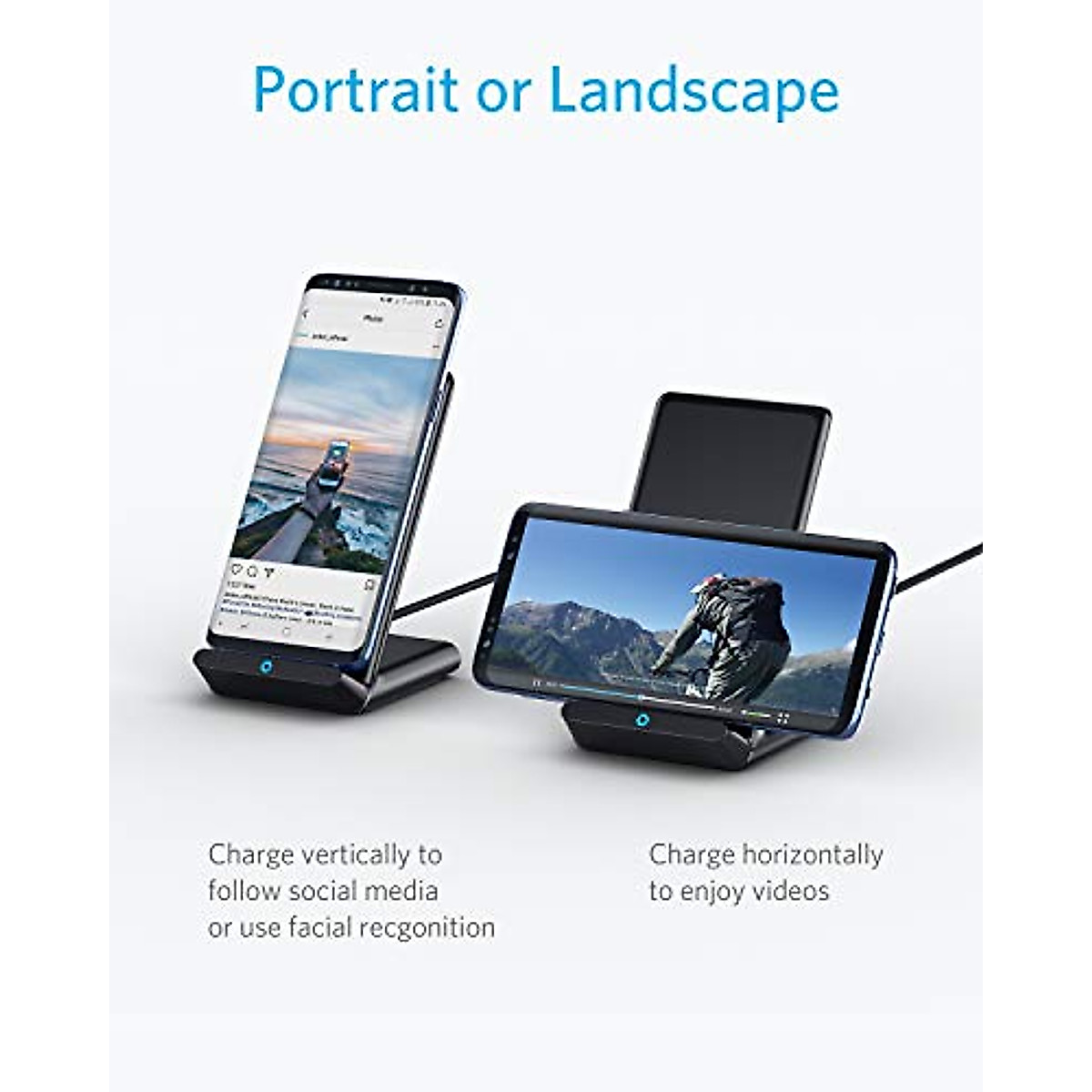 Anker Wireless Chargers Bundle, PowerWave Pad & Stand Upgraded, Qi-Certified, Fast Charging iPhone 12, 12 Mini, 12 Pro, Max, SE, 11, 11 Pro, 11 Pro Max, Xs Max, Galaxy S20, Note 10 (No AC Adapter)