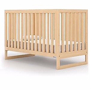dadada Baby’s 3-in-1 Austin Convertible Crib - Newborn Essentials Baby Bed Fits Standard Crib Mattress - Adjustable Bed Base - Natural