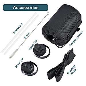 TAKETAU Insulated Sports Water Bottle with Straw Cap & Spout Lid, Stainless Steel 64 oz Half Gallon Double Wall Growler Vacuum Flask Wide Mouth Thermos Large, Keep Drinks Cold or Hot (Coral, 64 oz)