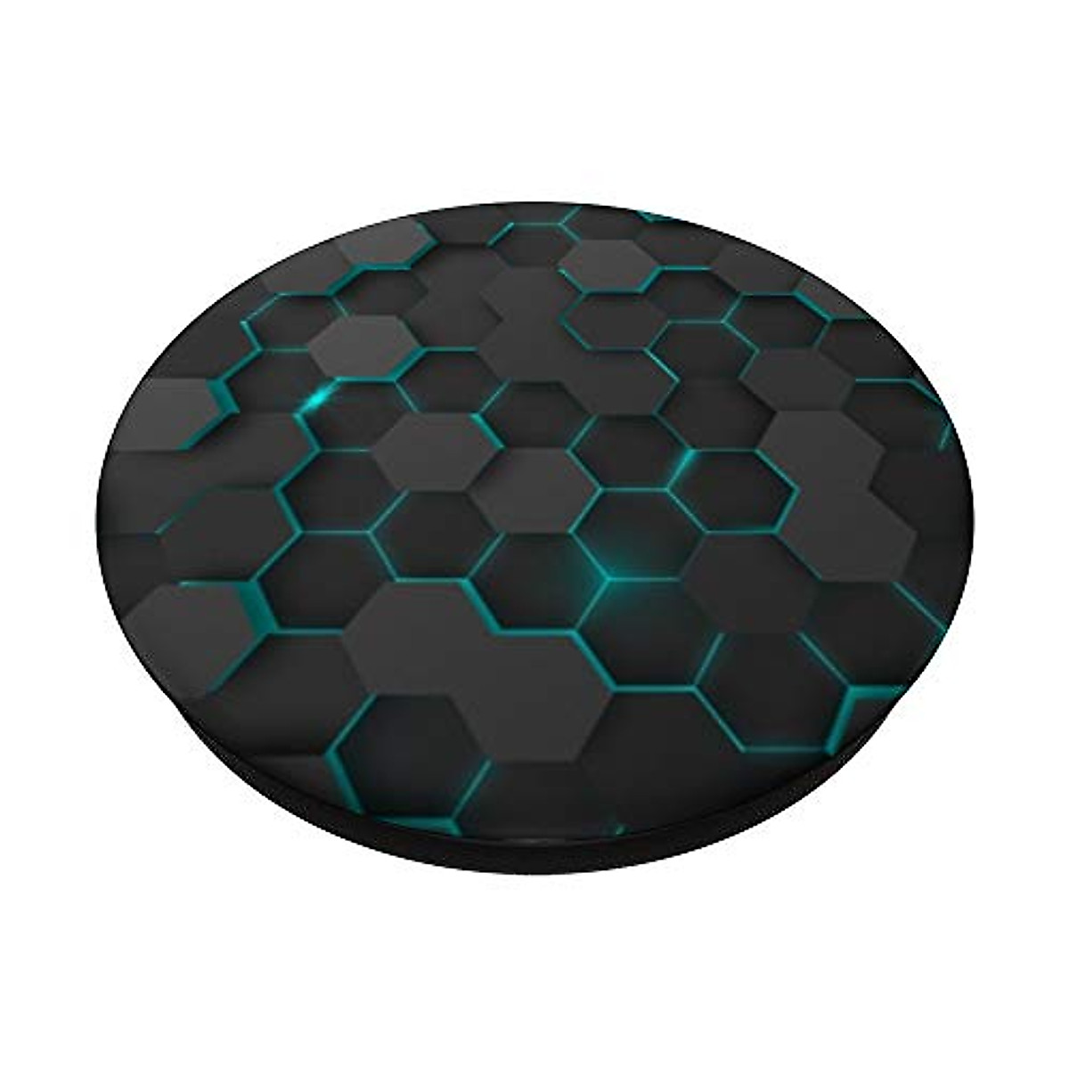 Cool Techno Teal Black Honeycomb Hexagons Abstract PopSockets PopGrip: Swappable Grip for Phones & Tablets